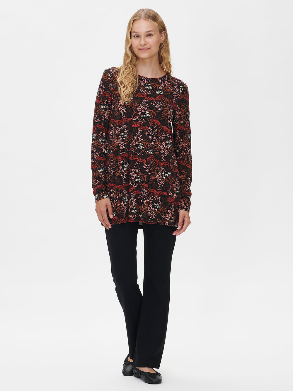 JALAVA naisten kuosillinen tunika - punasävyinen | Nanso