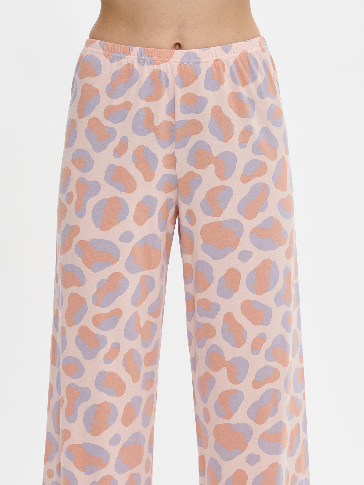 PANTTERI naisten pitkät kuosilliset vaaleanpunaiset housut | Nanso